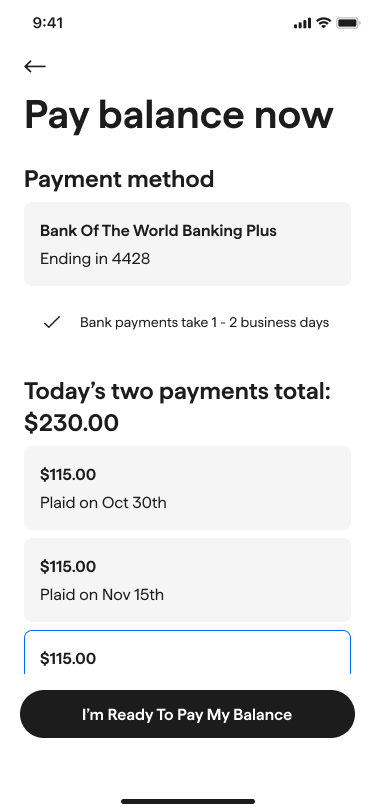 Update Payment Date – Possible Finance